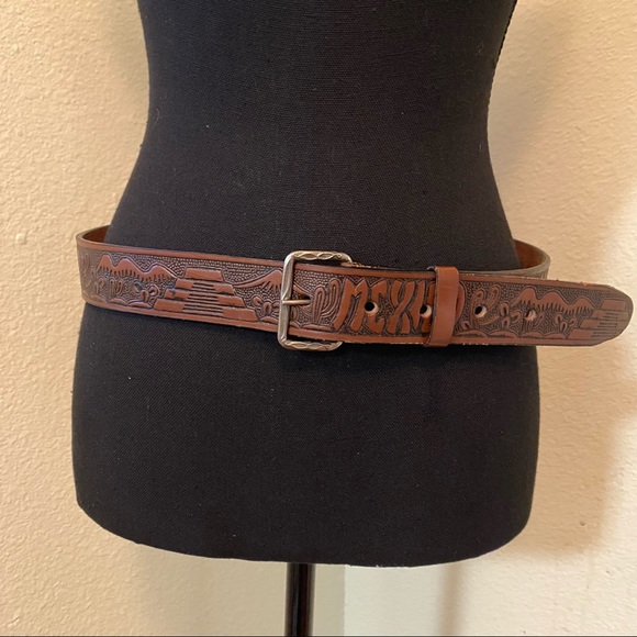 Other | Hand Tooled Leather Belt Mexico Written On It | Poshmark